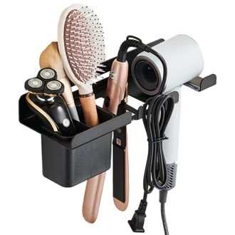 Generico Haartrocknerhalter - Organizer f&uuml;r Gl&auml;tteisen, Wandmontage, hitzebest&auml;ndige Metallaufbewahrung, Zubeh&ouml;r f&uuml;r Toilettentheke im Wohnzimmer