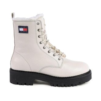 Tommy Hilfiger Femme, Chaussures, Beige, Taille: 41 EU Bottines Beige en Cuir Lac&eacute;es