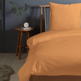 Pizuna 400 Fadenzahl aus Baumwolle Bettw&auml;sche Aprikosenorange,100% Langstaple Baumwolle Bettbezug und Kissenbezug, 100% Baumwolle Mako Satin 2-Teilig Bettw&auml;s