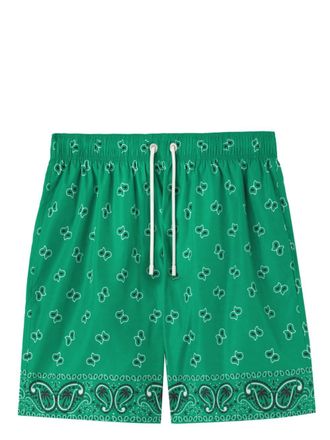 Palm Angels short de bain &agrave; imprim&eacute; cachemire - Vert