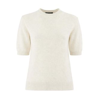 Fabiana Filippi Femme, Tops, Blanc, Taille: 38 FR Pull &agrave; Manches Courtes et Col Rond