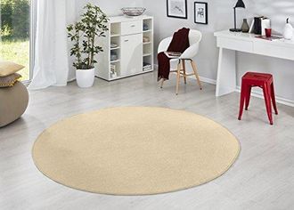 Hanse Home Teppich Fancy Rund - Wohnzimmerteppich einfarbig Modern Velours Teppich für Esszimmer, Wohnzimmer, Kinderzimmer, Flur, Schlafzimmer, Küche - Beige, Ø2