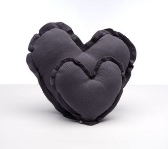 Von Herzen Handmade Musselinkissen aus 100% Baumwolle Kuschelkissen I Dekokissen auf Musselin in Herzform I Herzkissen für Sofa & Bett I Handgenäht (Klein (Ø ca.