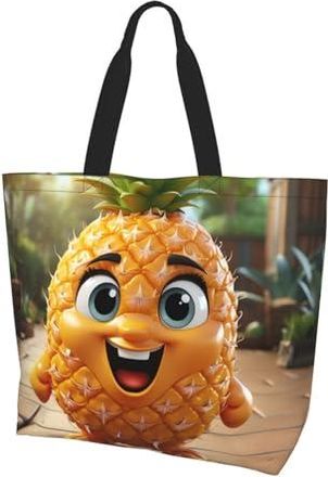 Generic Ananas De Dessin Anim&eacute; Sac A Main Femmes R&eacute;utilisable Sacs Pliable Sac A Main Femme Pour Universit&eacute; Shopping Gym