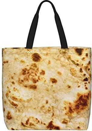 Generic Sac De Courses Burritos Taco G&eacute;ant &Agrave; La Tortilla De Farine Sac De Shopping Personnaliser Lavables Sacs En Toile Pour Femmes, Pour &Eacute;cole, Shopping, Voy