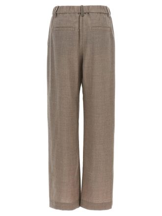 Brunello Cucinelli Wide-Leg Virgin Wool Trousers - Taupe