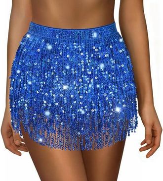 Generic Jupe unie en mousseline de soie pour femme - Jupe de danse bulle - Jupe courte - Jaune, bleu, taille unique