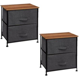 Toilinux Lot de 2 Tables de chevet &agrave; 2 Tiroirs