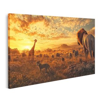 Islandburner Prime Bild auf Leinwand Magische Morgenlicht Safari in Afrika f&uuml;r Wohnzimmer Naturliebhaber Reiseb&uuml;ro Bilder Wandbilder Poster