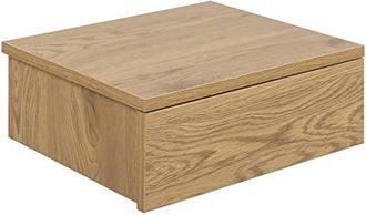 AC Design Furniture Asta Rustikaler Quadratischer Nachttisch mit 1 Schublade in Wildeicheoptik, zur Wandmontage, Minimalistisches Design, Organisation des Schlafzimmers, 
