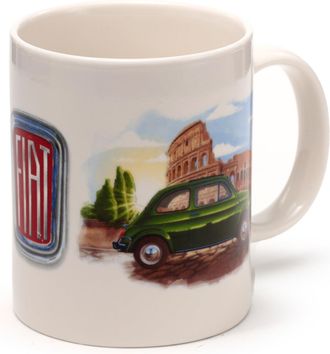 Puckator Tasse aus Porzellan Fiat 500 Rom & Riviera