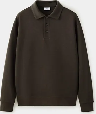 Mango Sweat &agrave; col polo coupe regular fit marron - Homme - XXL - MANGO MAN