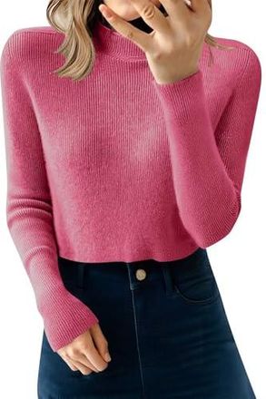 Generic Pull pour femme - Col mi-haut - Couleur unie - R&eacute;tro - Coupe ajust&eacute;e - Couche de base - Chaud et confortable - Pour lautomne et lhiver - Pour le quoti