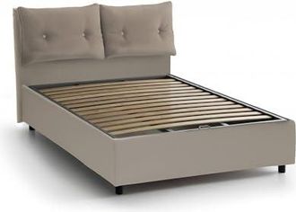 Talamo Italia Alida Einzelbett, Bettkasten mit Kunstlederbezug, 100 % Made in Italy, seitliche Öffnung, geeignet für Matratze 80 x 190 cm, Taupe