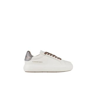 Alexander Smith Soho Donna aus glattem wei&szlig;em Leder und crackl&egrave; laminiertem Bronzehacken - - Shoes - Damen - Wei&szlig; - 39 EU