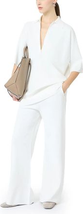 Max Mara Milano-Knit Viscose Crepe Joggers - White