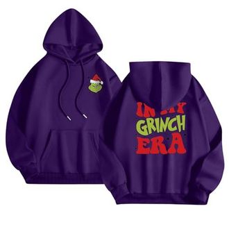 Generic Le Grinch Sweat A Capuche Femme The Femmes Deguisement Costume Hiver Adulte Pilou Sweet Oversize Pulls Noël Noel Moche Vêtements Plaid Pyjama Sweatshi