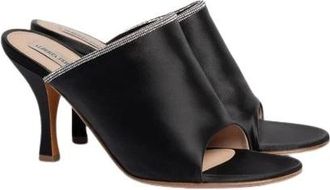 Alberta Ferretti Femme, Chaussures, Noir, Taille: 40 EU Mules en satin avec garniture de strass
