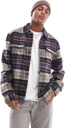 Lyle & Scott Karierte Flanell-Hemdjacke in dunklem Marineblau/Kreideweiß