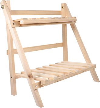 Soimiss Doppelstöckiger Holz blumenständer Trapezförmiges Pflanzregal Stabil für Garten Wohnzimmer Indoor Geeignet Holz aufbewahrungsregal für Kleine Blumentö