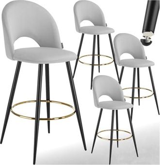TecTake TecTake Lot de 4 Tabouret Bar Aspect Velours Chaise de Bar avec Repose-Pieds Chaise Haute Cuisine pour &icirc;lot Central H110cm Rembourr&eacute;e avec Dossier Tab