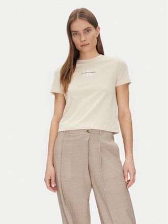 Calvin Klein Jeans T-Shirt Monologo Baby Tee J20J223113 Beige Slim Fit