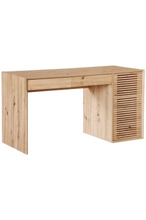 Homin Schreibtisch, Eiche Artisan, Holzwerkstoff, 3 Schublade(n) Schubladen, rechteckig, Wange, 60x75x140 cm, Bsci, Stauraum, Arbeitszimmer, Schreibtische, 