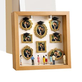 Generic Kleine Museumsrahmen | Silhouette Bild Vitrine | Goldenes DIY Miniatur Museum Boxen Set,f&uuml;r Erfolgreiche Geburtstag Party Hochzeitstag Valentinstag f&uuml;