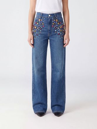 Stella McCartney Jean taille haute &agrave; jambe large avec application de strass