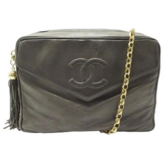 Chanel Crossbody Bags - VINTAGE CHANEL HANDTASCHE MIT KAMERA-LOGO CC GRAUE - Gr. unisize - in Grau - f&uuml;r Damen