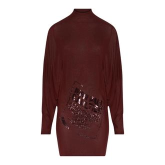 Jean Paul Gaultier Bordeaux T&uuml;ll Paillettenkleid Aw25 - - Dresses - Damen - Braun - M