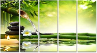 Islandburner Bild auf Leinwand Spa Zen Steine Im Garten Mit Fliessendem Wasser Bilder Wandbilder Poster