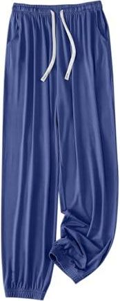 Generic Pantalon de pyjama pour femme - Pantalon dint&eacute;rieur &agrave; volants fins - Couleur unie - Style d&eacute;contract&eacute; - Taille &eacute;lastique - Coupe ample - Pantalon d&eacute;t&eacute;