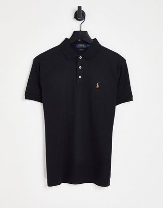 Polo Ralph Lauren Polo slim en coton pima avec logo joueur de polo multicolore - Noir
