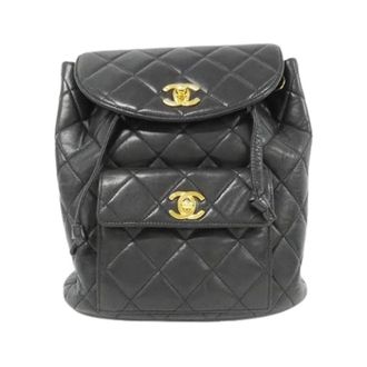 Chanel Sac &agrave; dos Pre-owned en agneau - Femme - Pre-owned - Noir - Taille: ONE Size