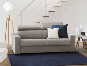 Talamo Italia Canap&eacute; lit 2 places Aida, Canap&eacute; de salon avec ouverture pivotante, Appuie-t&ecirc;te r&eacute;glables et accoudoirs fins, 100% Made in Italy, Cm 180x95h85, Taupe