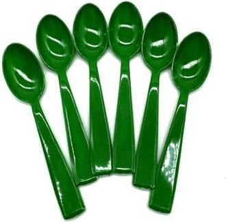 Kimmel 6 Stück Löffel 10 cm grün, Kinderlöffel Eislöffel Plastiklöffel Espressolöffel Mokkalöffel Kunststoff Mehrweg