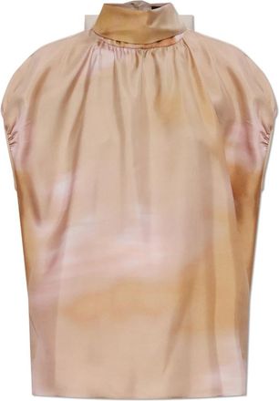 Fabiana Filippi Femme, Tops, Rose, Taille: 34 FR Haut en Twill de Soie Imprim&eacute;