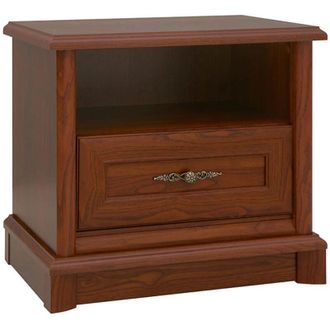PEGANE Table de nuit Table de chevet avec 1 tiroir coloris ch&acirc;taigne - Longueur 56,5 x Profondeur 38,5 x Hauteur 52,5 cm