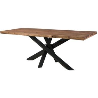 Massivmoebel24 Baumtisch Sheesham 220x100x79 grau gebeizt / Mikado-Beine anthrazit matt freeform 5