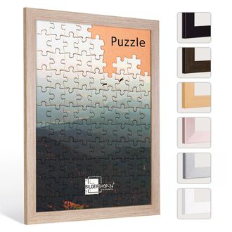 Bildershop-24 Puzzlerahmen London f&uuml;r Puzzle ca. 3000 Teile 84,5x118,4cm 118,4x84,5cm Sonoma Eiche (Dekor) mit Acrylglas