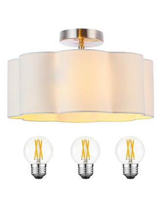 Newrays 3-Light Semi Flush Mount Deckenleuchte, wei&szlig;er Stoff Schatten Moderne schlie&szlig;en, um die Decke Lampe f&uuml;r Kinderzimmer Kinderzimmer Schlafzimmer K&uuml;che F