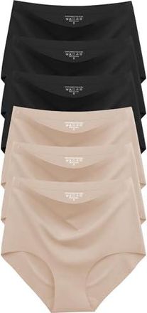 Generic Lot de 6 slips sans couture &agrave; couverture compl&egrave;te pour femme - Taille haute - Slip invisible - Soyeux - Extensible - Respirant, 6 pi&egrave;ces-C, XXL-9XL