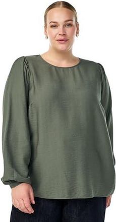 Zizzi Chemisier &agrave; manches longues en viscose pour femme - Grandes tailles - Taille 42-60, Thym, 54-56 grande taille