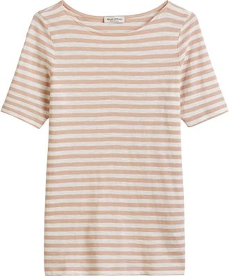 Marc O'Polo Damen T-Shirt aus Bio-Baumwolle gestreift, Mehrfarbig (Multi), S