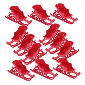 BESPORTBLE 12 St&uuml;ck Miniatur Weihnachts Schlitten aus Kunststoff 5cm Rot Tisch und Puppenhaus Deko f&uuml;r Festliche Weihnachtsdekoration und Bastelarbeiten