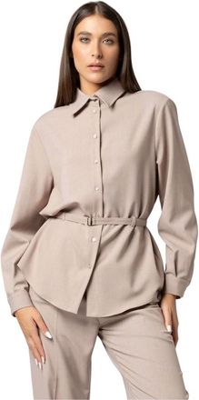 Kocca Femme, Blouses et Chemises, Beige, Taille: 44 FR Chemise &eacute;l&eacute;gante avec boutons et ceinture