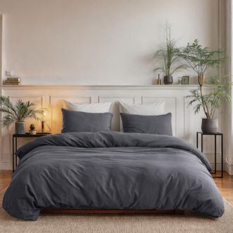 Sleeptime Bettw&auml;sche 3-teilig 100% Baumwolle - atmungsaktiv & hautfreundlich - Oeko-TEX gepr&uuml;ft, Rei&szlig;verschluss, pflegeleicht - 1x Bettbezug 200x200 cm + 1x Kis