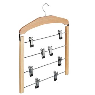 Relaxdays Rockb&uuml;gel 3er Set, Hosenb&uuml;gel Holz, 360&deg; drehbarer Haken, Kleiderb&uuml;gel rutschfest, hbt: 45,5x39x2,5 cm, natur - Relaxdays