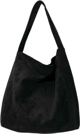 Generico Sac fourre-tout hobo femme en daim, grand sac à bandoulière dautomne de bureau, Noir